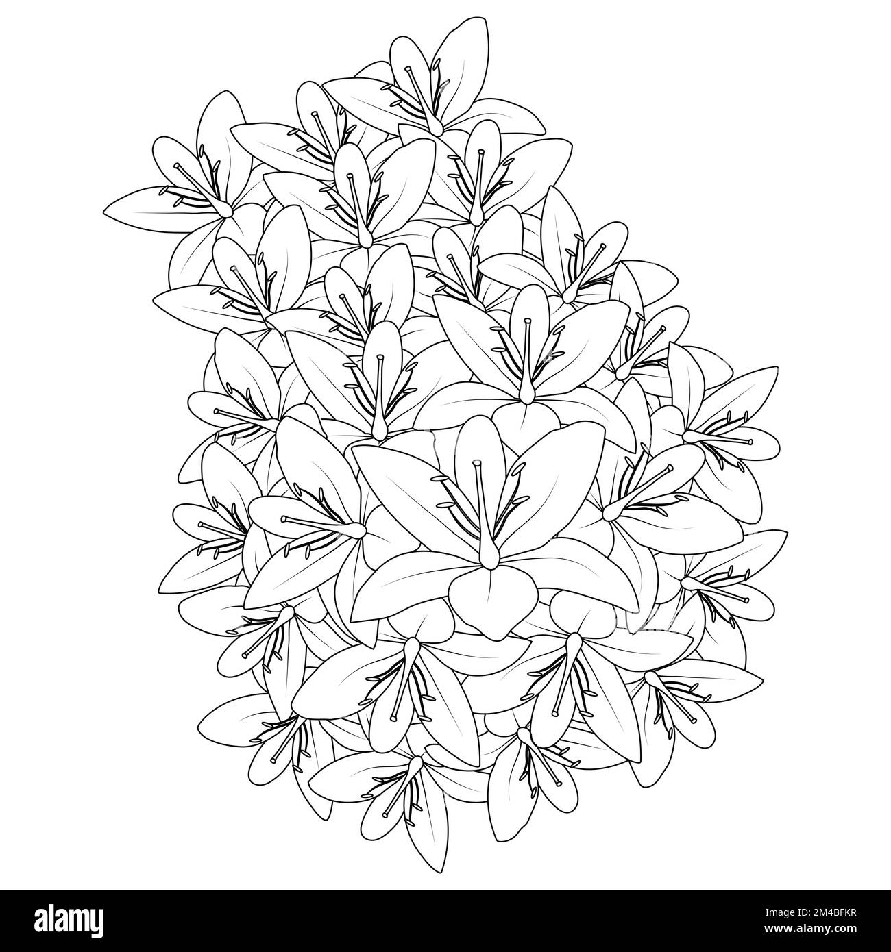 flower coloring page hand drawing line art of black flower with ...