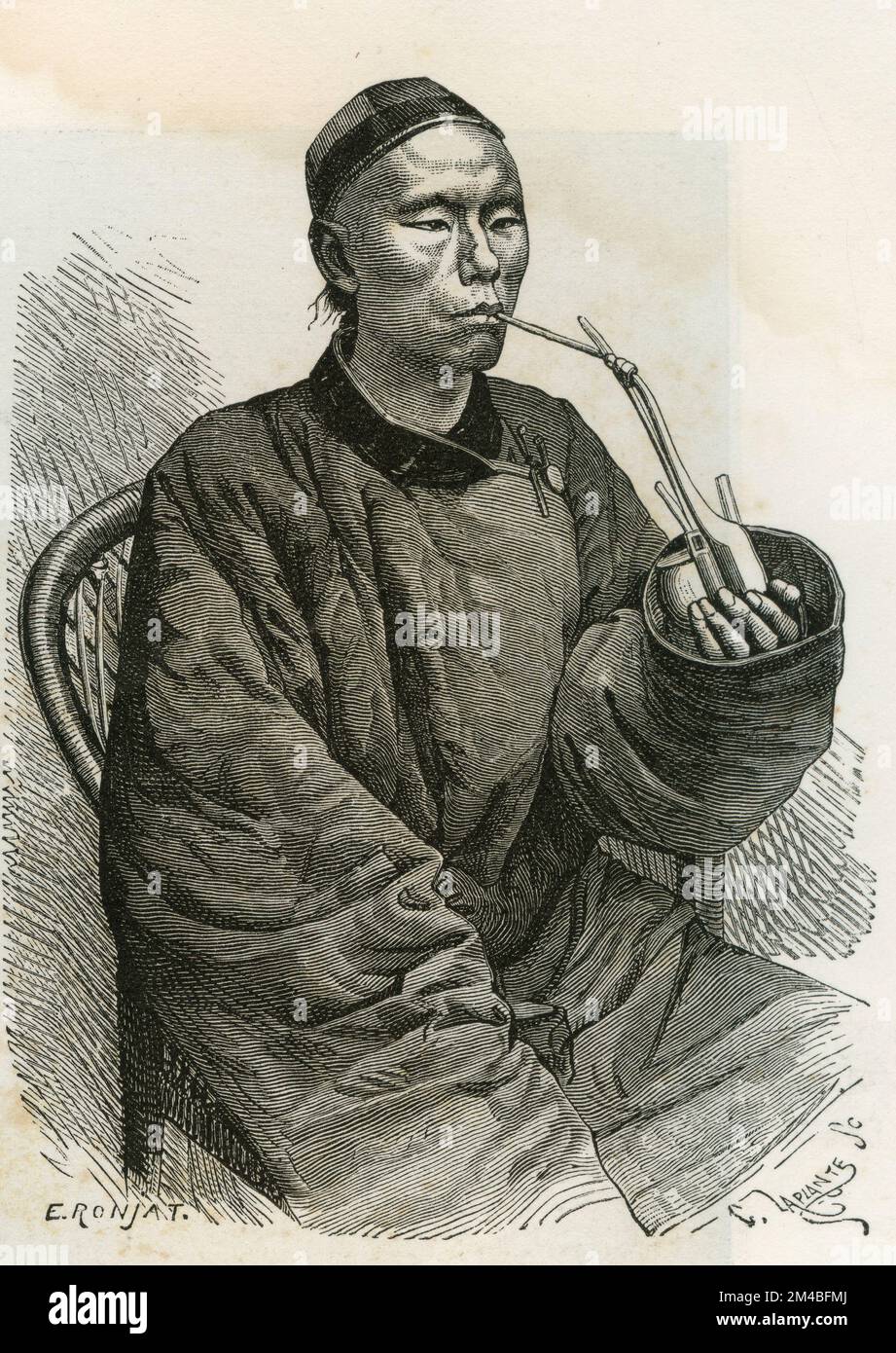 Portrait of a middle class man of Tientsin, China, illustration 1871 ...