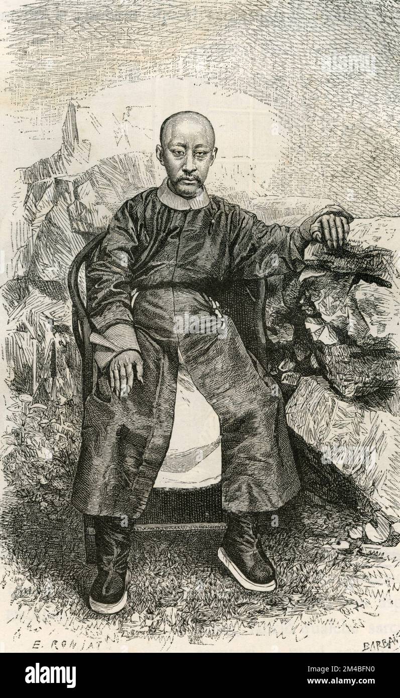 Portrait of Chinese Prince Gong or Kung aka Yixin, China, illustration ...