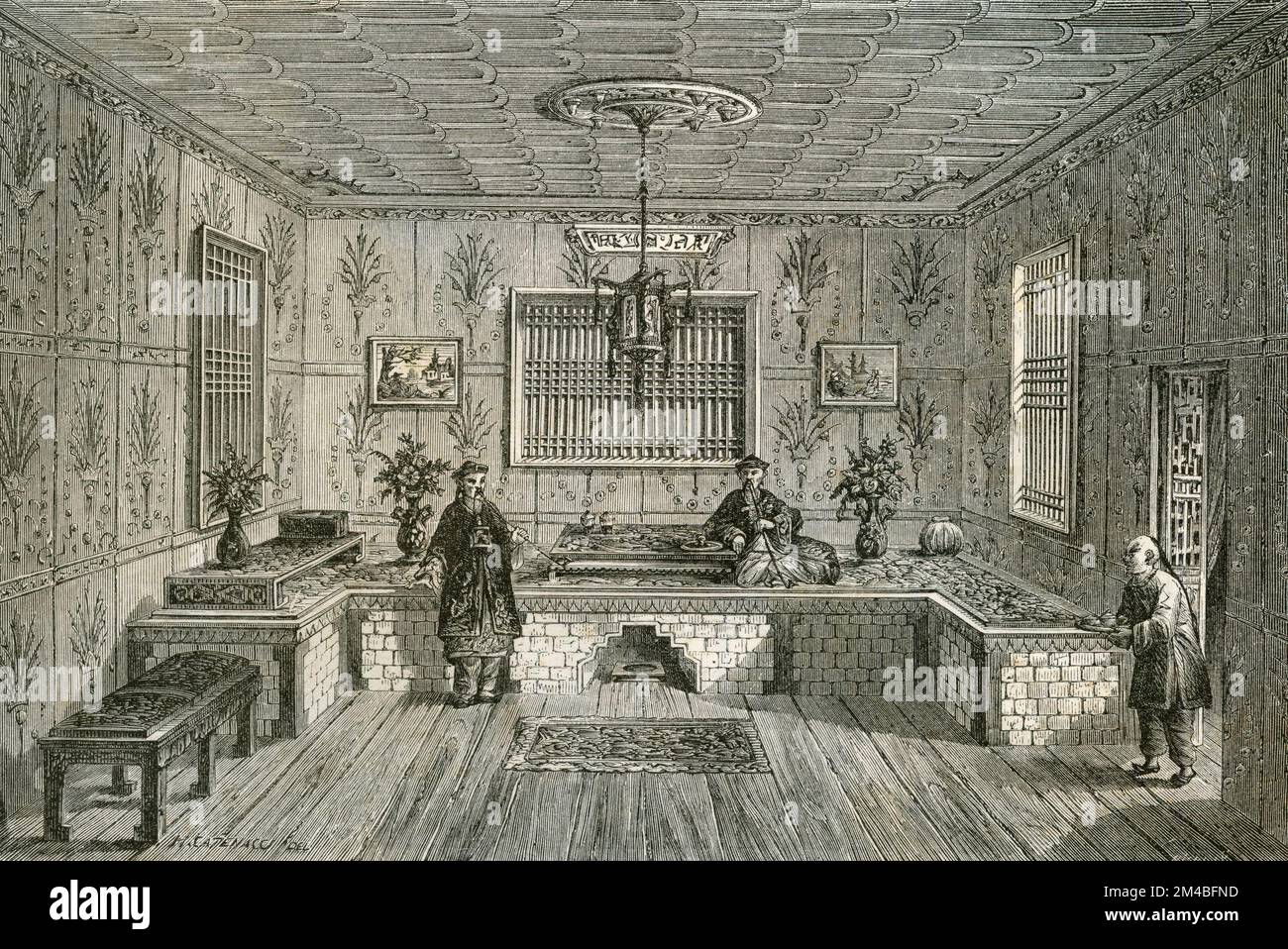 Living room of a Chinese house, China, illustration 1871 Stock Photo ...