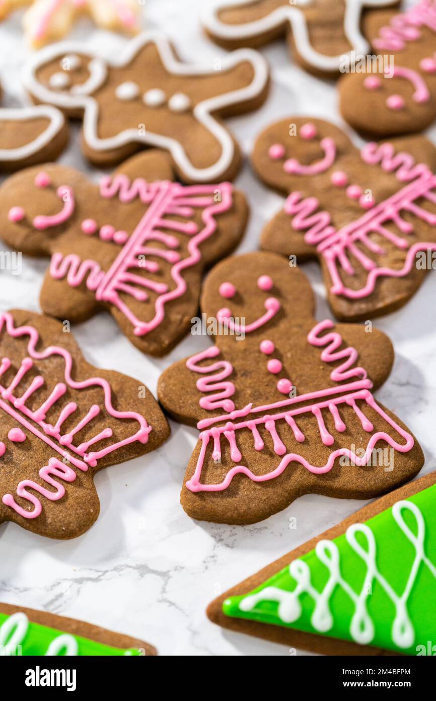 Christmas gingerbread cookies with royal icing Stock Photo - Alamy