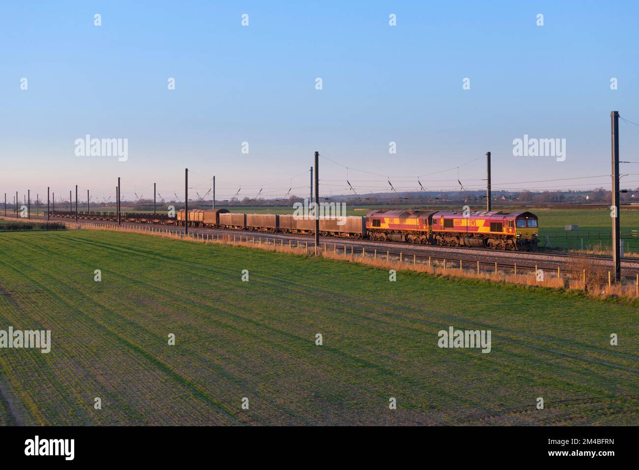 2 DB Cargo rail class 66 locomotive 66169 + 66199 in EWS colours ...