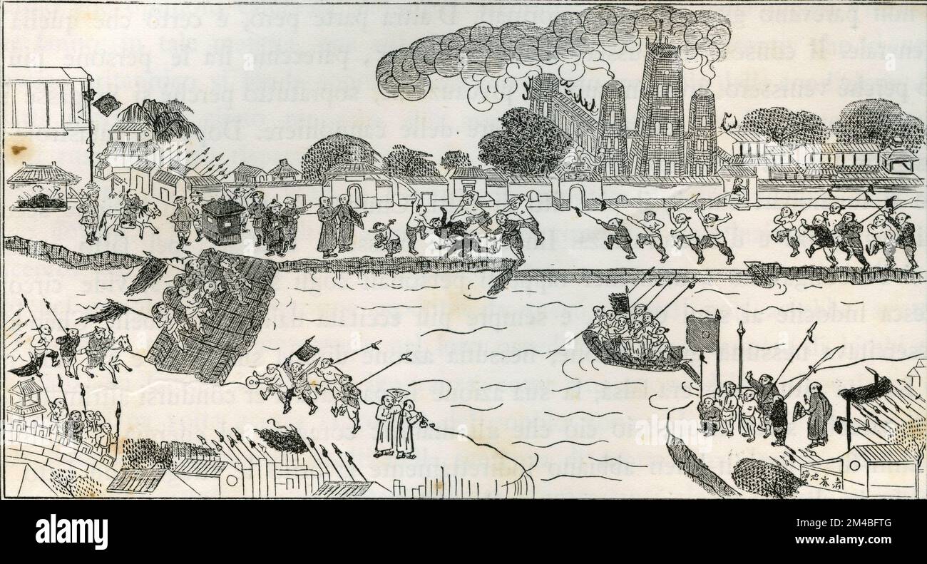 Chinese illustration representing the death of Fontanier and Simon ...