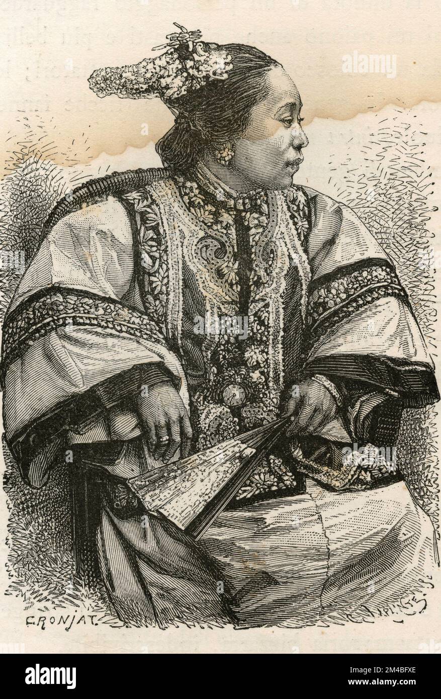 High rank Chinese bridesmaid, China, illustration 1871 Stock Photo - Alamy