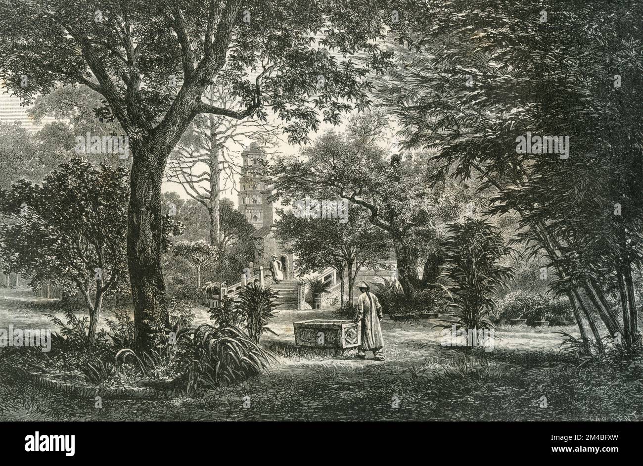 English consulate in Canton, China, illustration 1871 Stock Photo - Alamy