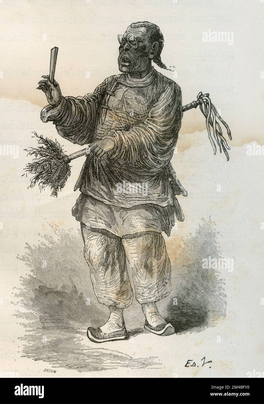 Chinese tutor, China, illustration 1871 Stock Photo - Alamy