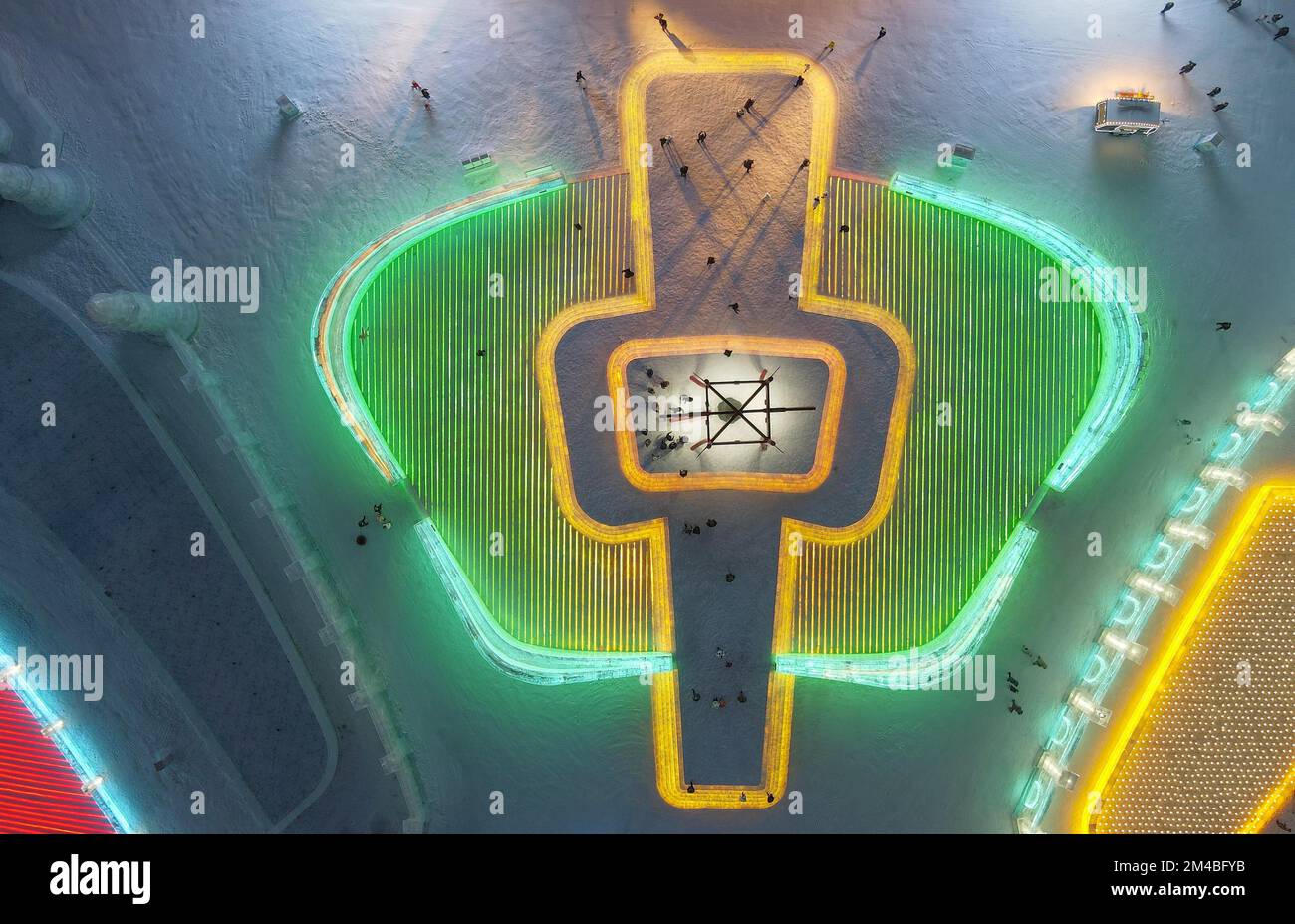 Aerial photo shows the Harbin Ice-Snow World on trial run in Harbin ...