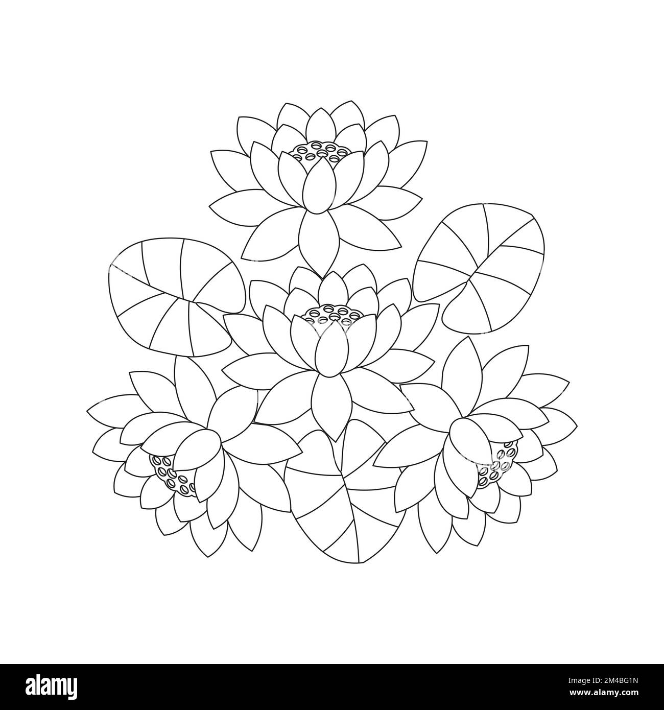 water lily flower coloring page of simplicity artistic drawn with ...