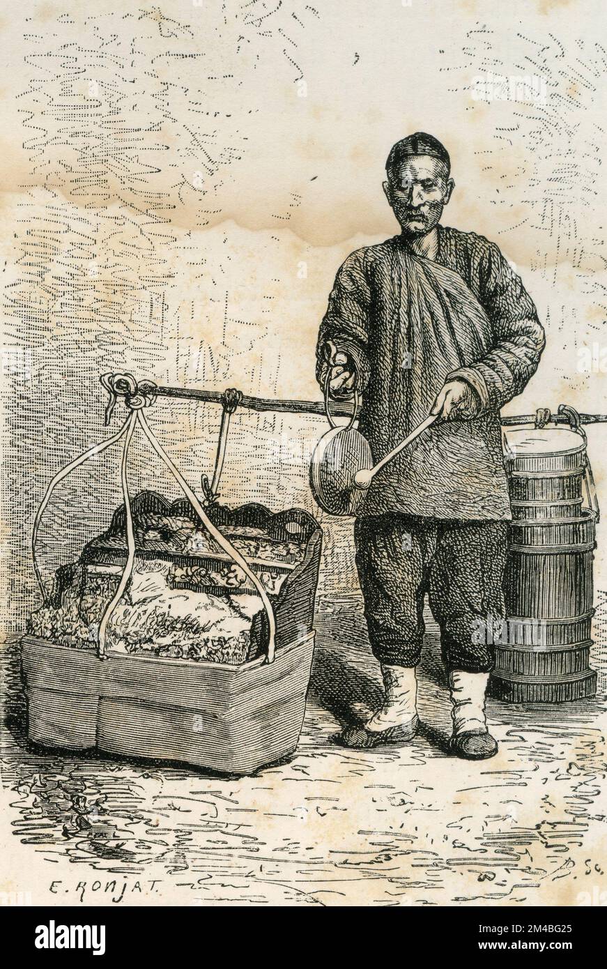Candy street vendor, China, illustration 1860s Stock Photo - Alamy
