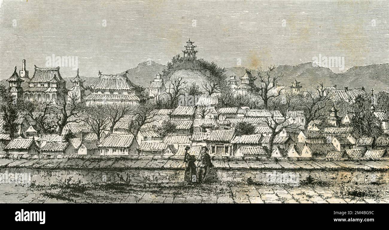 View of Beijing from the south Great Wall, China, illustration 1871 ...