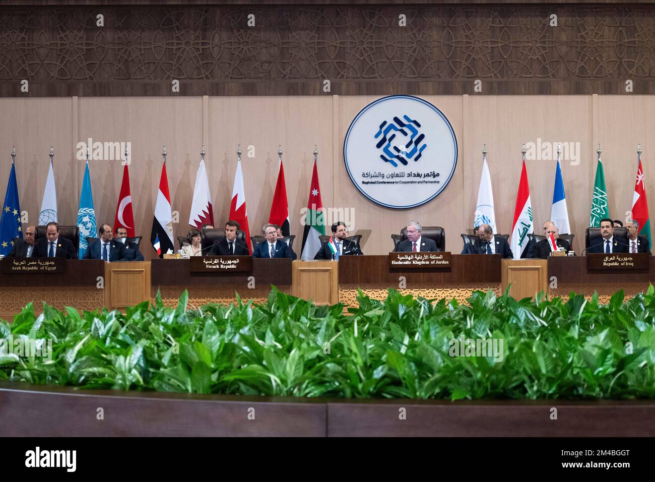 French President Emmanuel Macron and Jordan's King Abdullah II during ...
