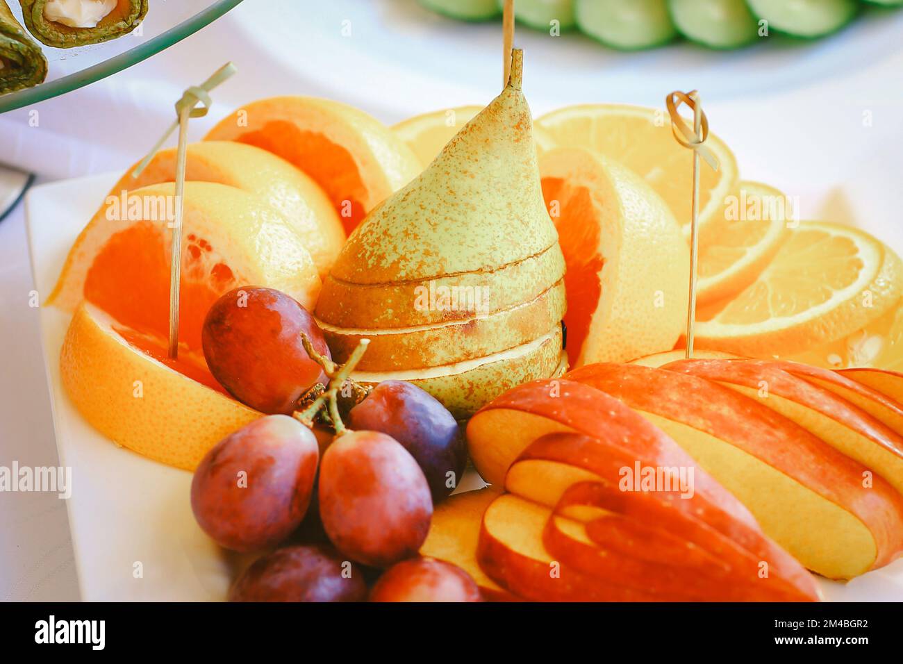 catering table set service with silverware Stock Photo - Alamy