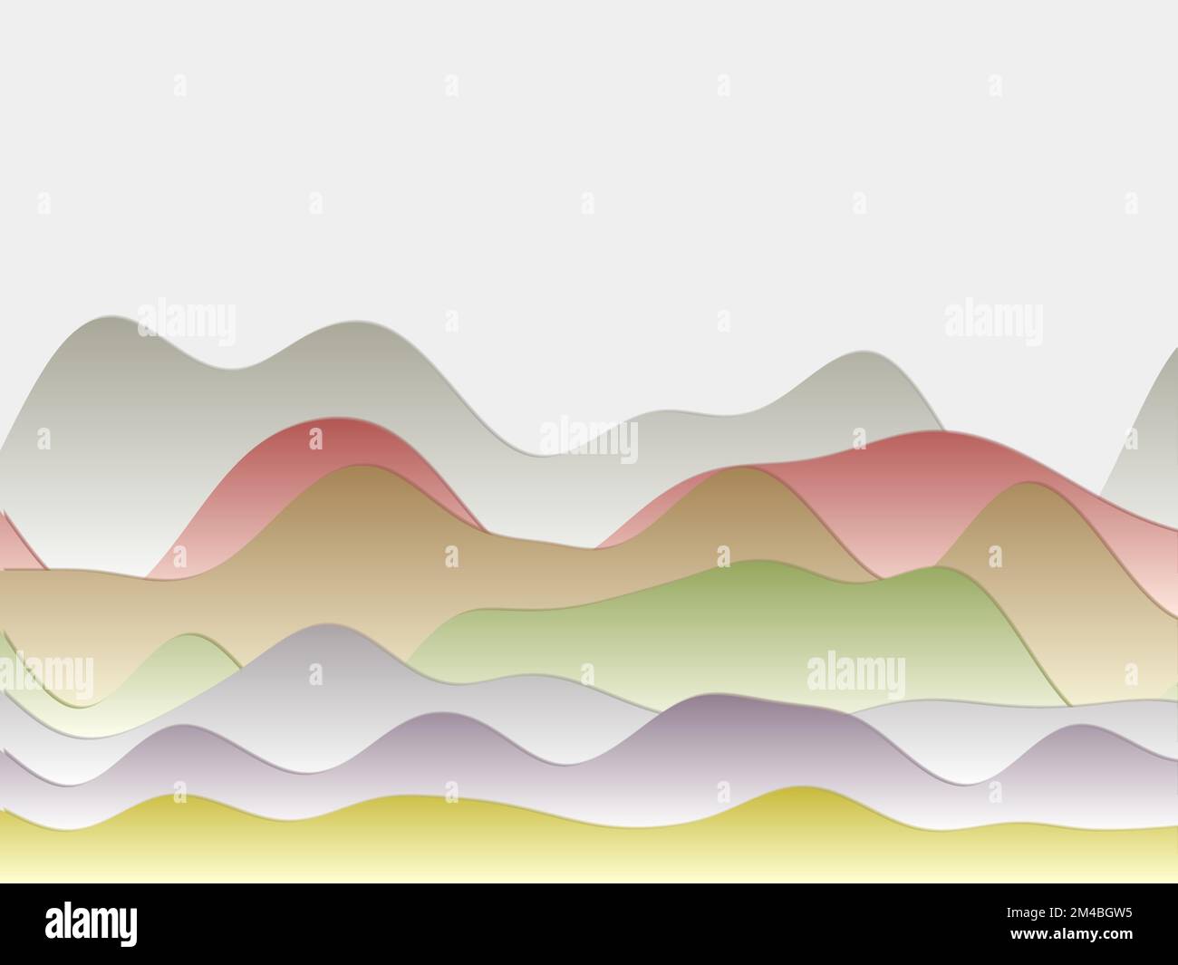 Abstract mountains background. Curved layers in yellow, purple, red ...