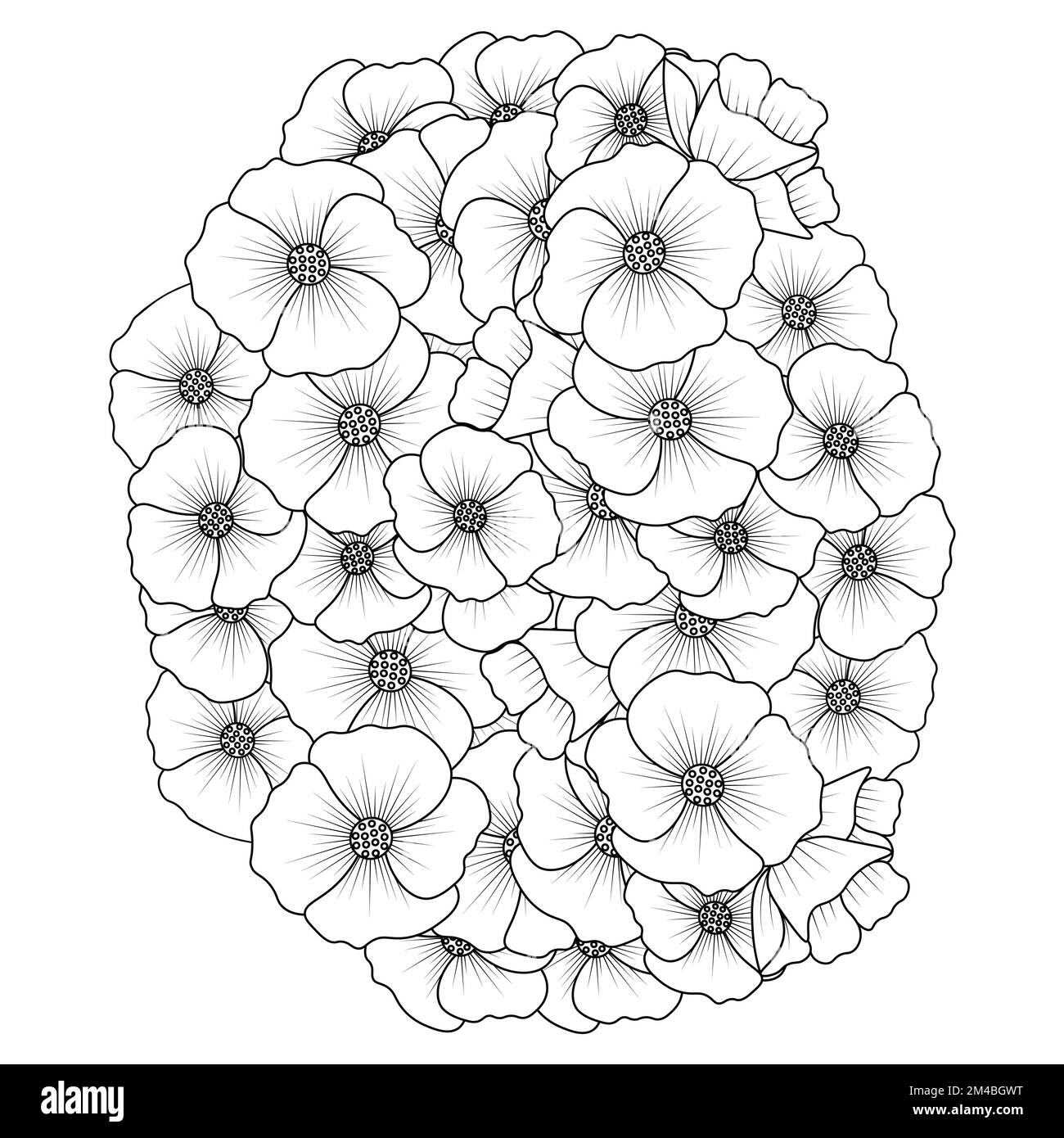 poppies flower line art design of coloring page flower with detailed ...