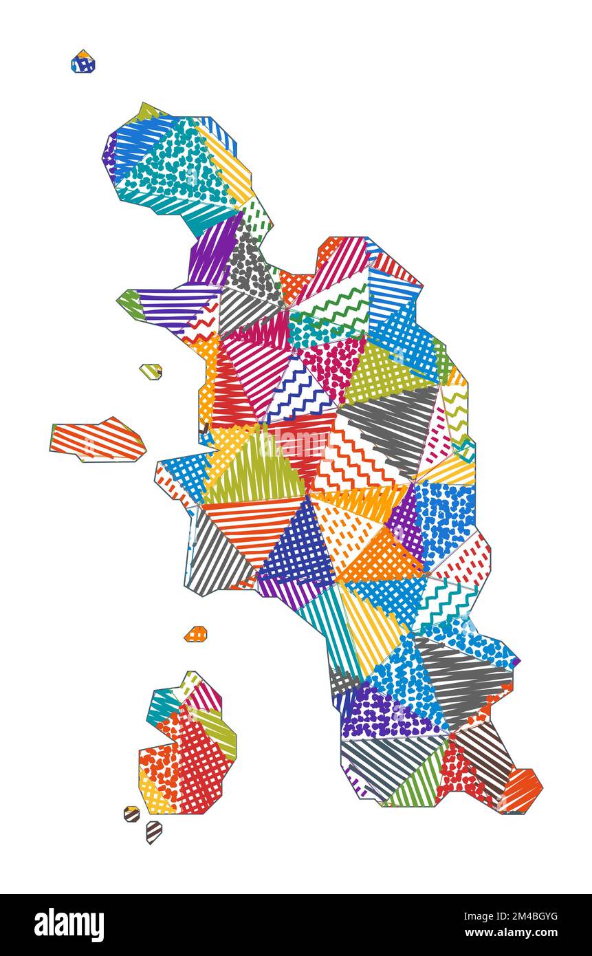 Kid style map of Pangkor Island. Hand drawn polygons in the shape of ...