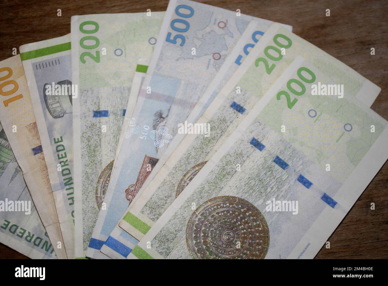 Copenhagen/Denmark/20 December 2022/ Danish kroner notes currency in ...