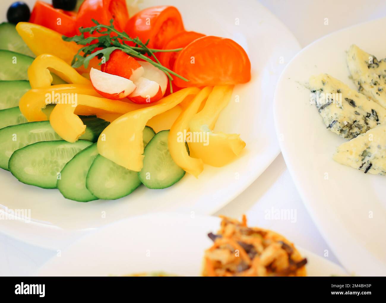 catering table set service with silverware and glass stemware at Stock ...