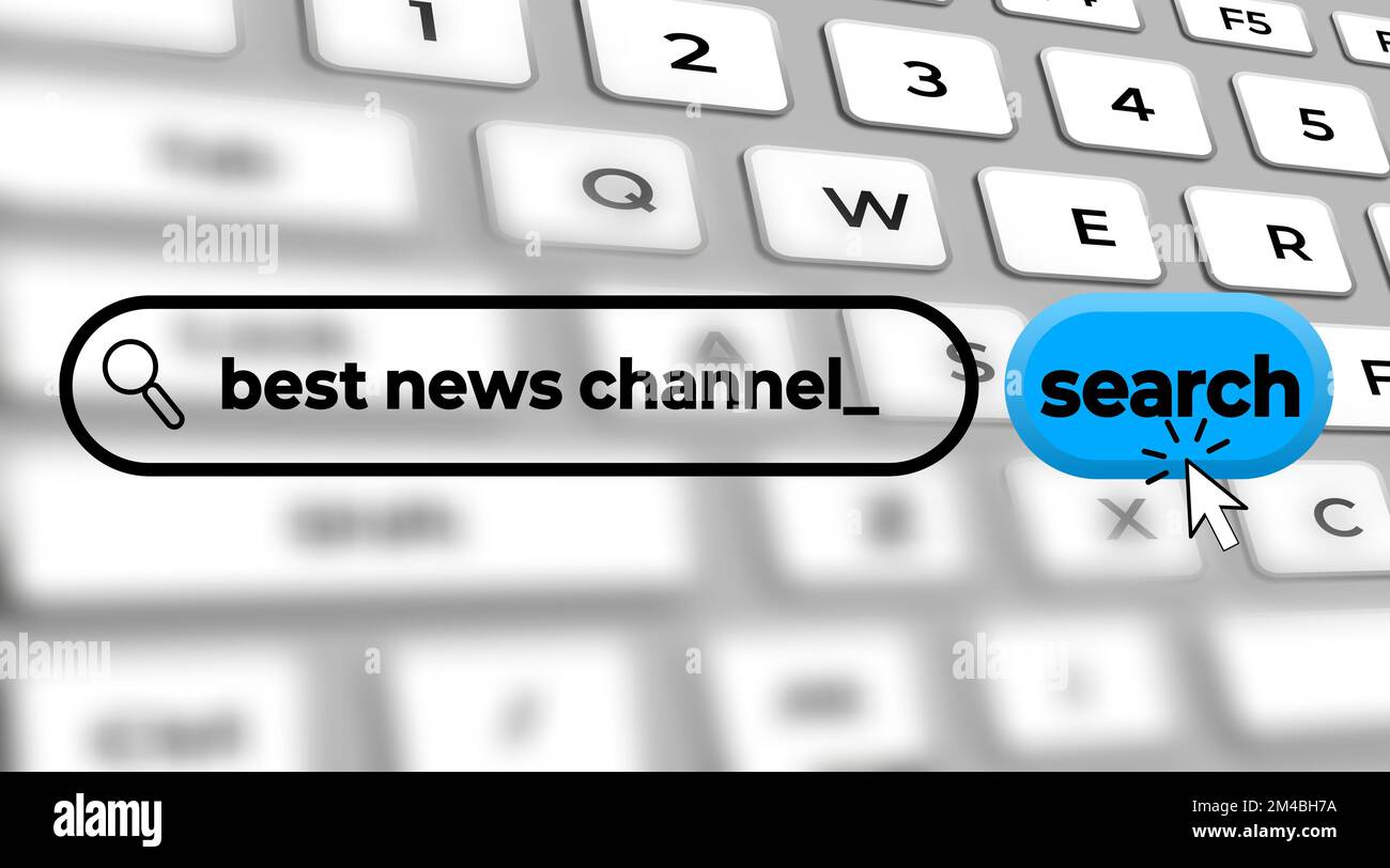 best news channel search illustration image on blur key board. concept ...