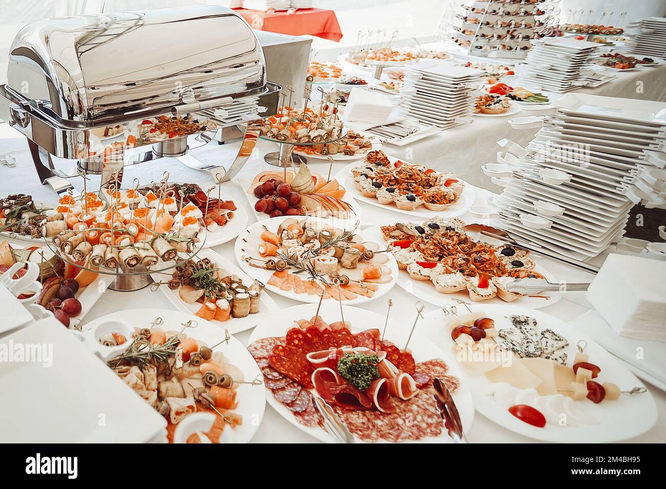 buffet table with a variety of dishes in the restaurant Stock Photo - Alamy