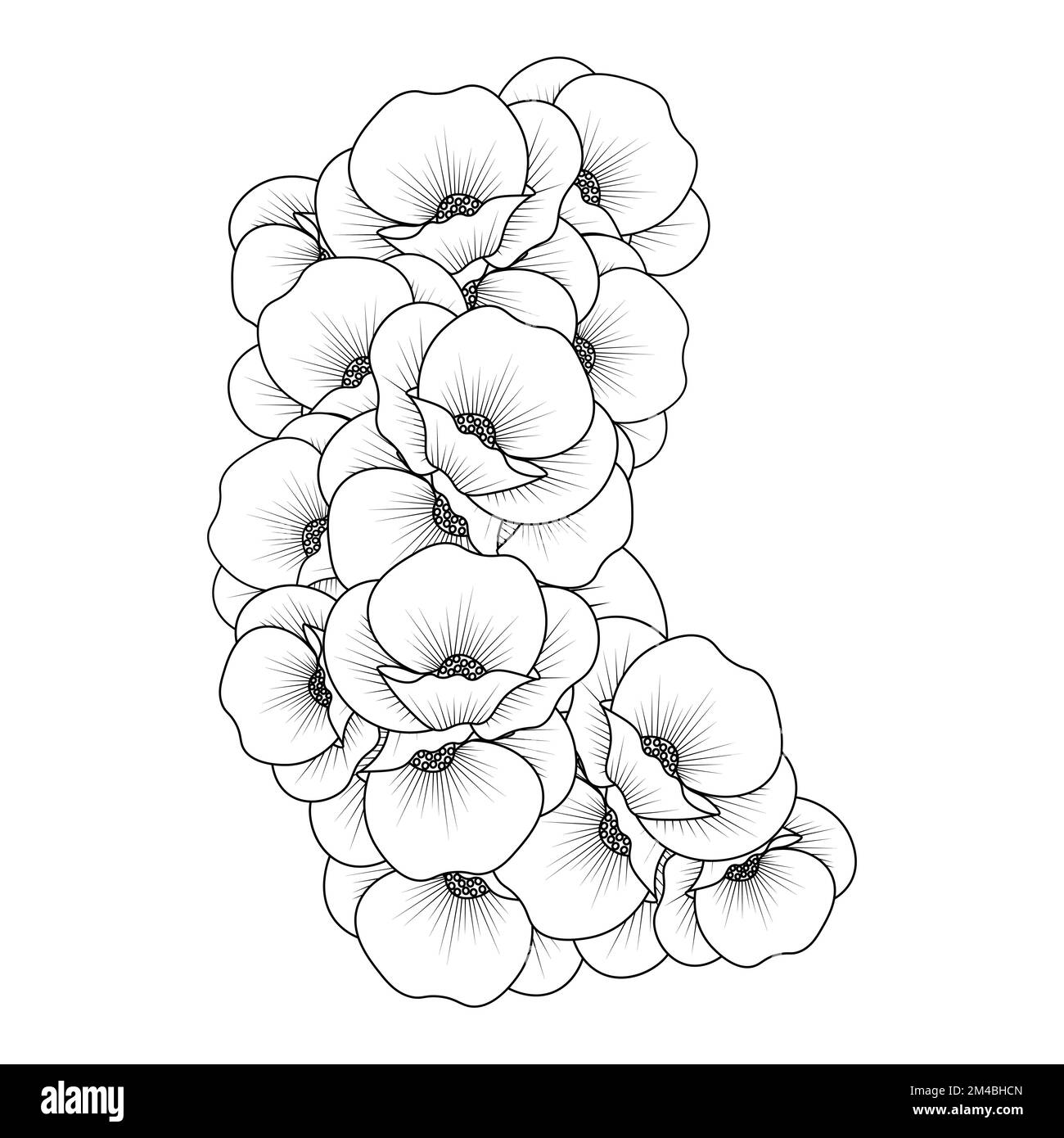 poppies flower line art design of coloring page flower with detailed ...