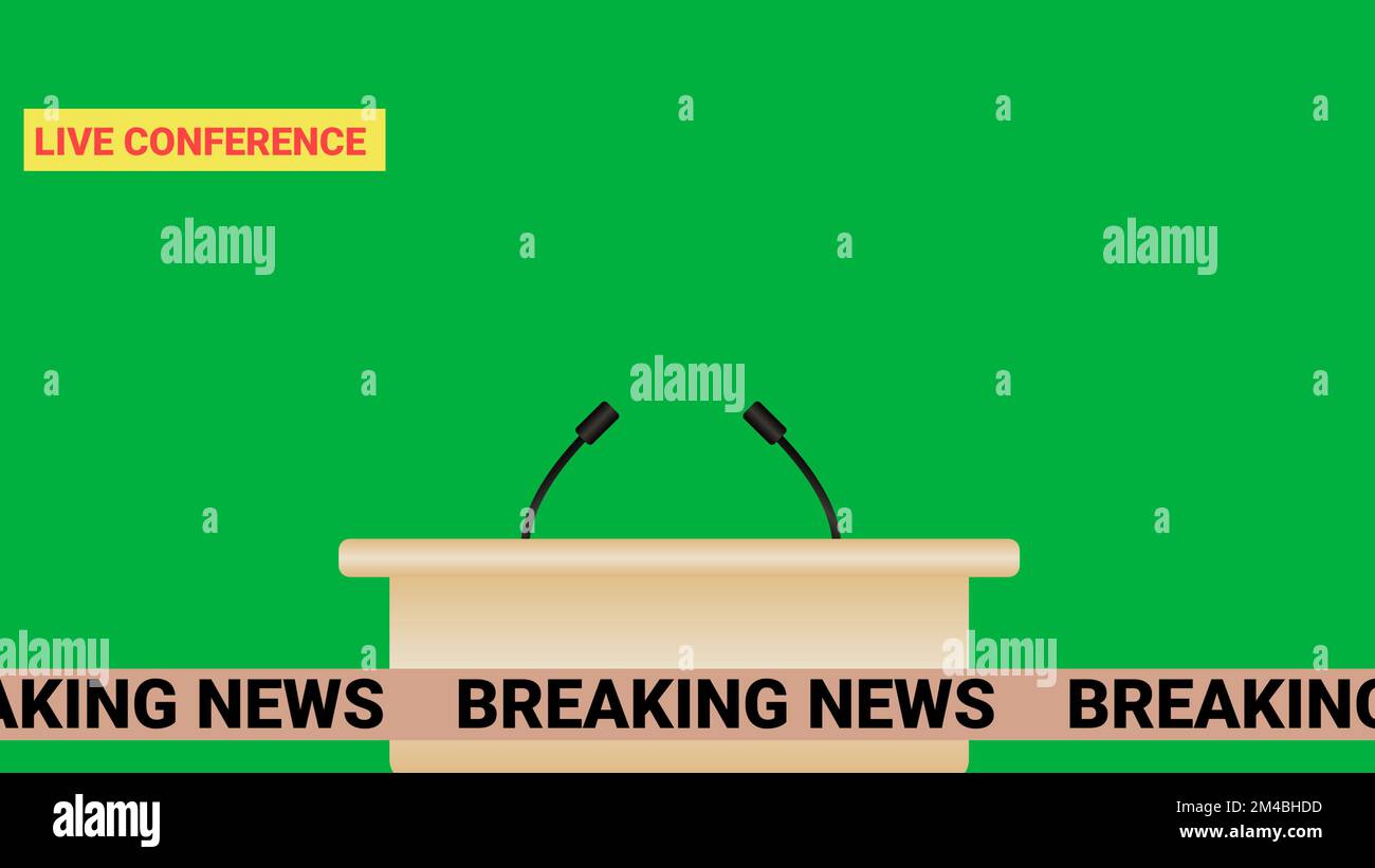 live conference event illustration image with announcement table Stock ...