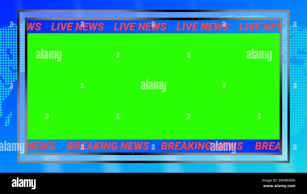 full News illustration with green screen and text space for live ...