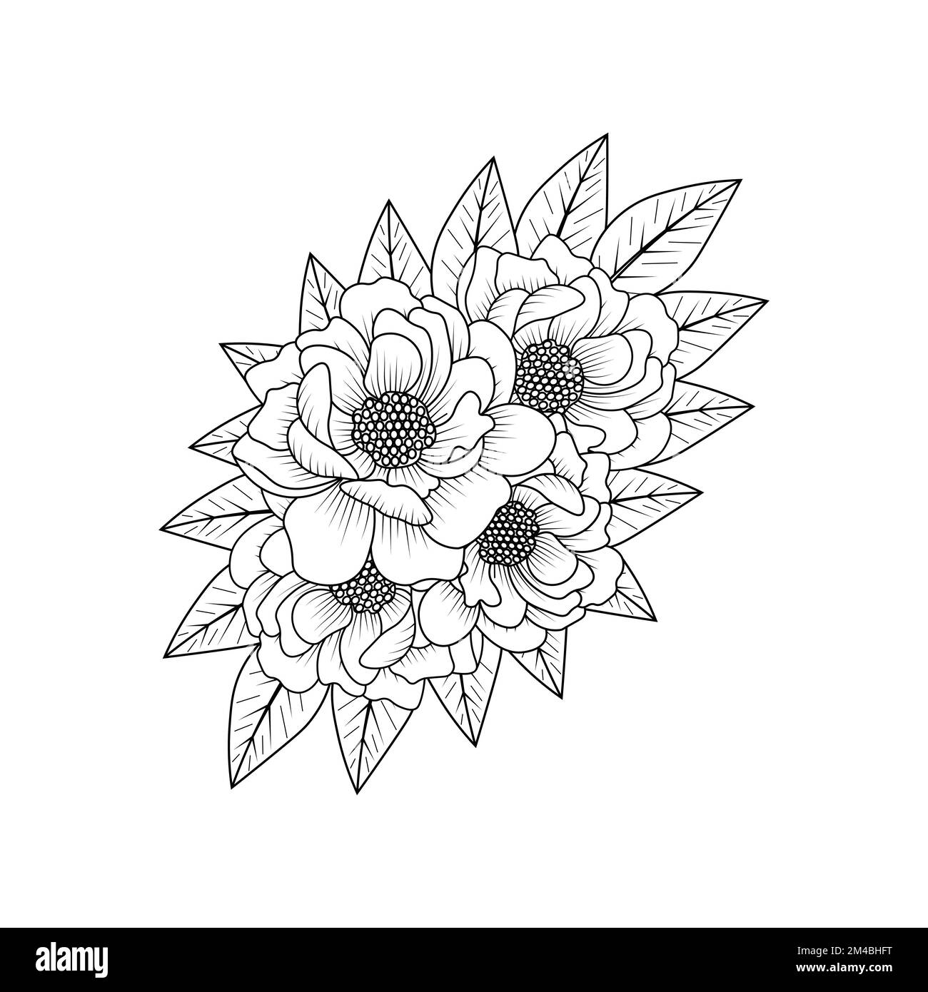 poppies flower line art design of coloring page flower with detailed ...