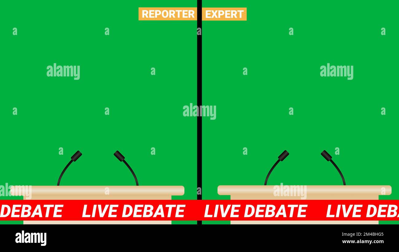 live debate illustration on green screen. live event related concept ...