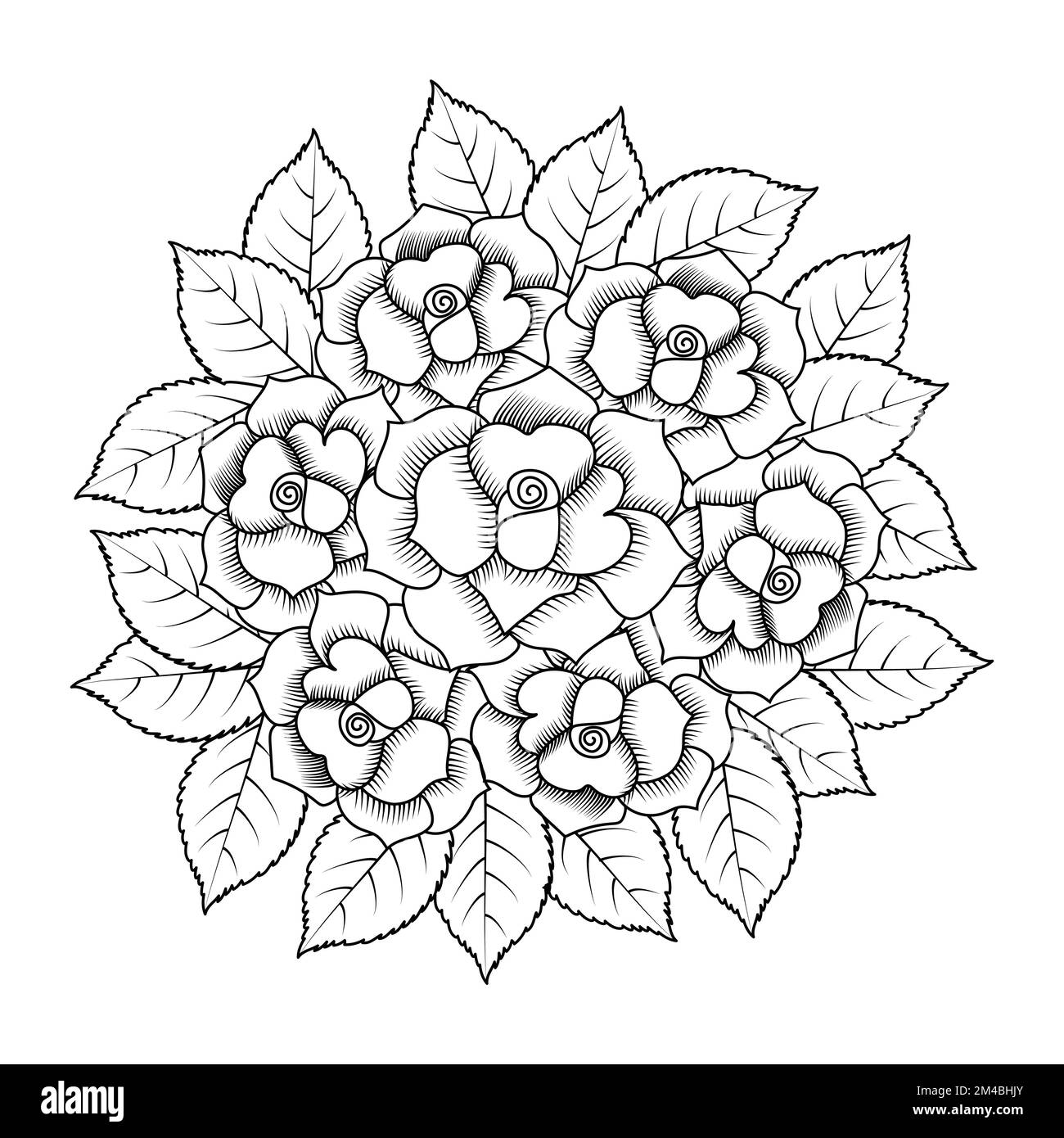 beautiful flowers coloring page with pencil sketch drawing detailed in ...