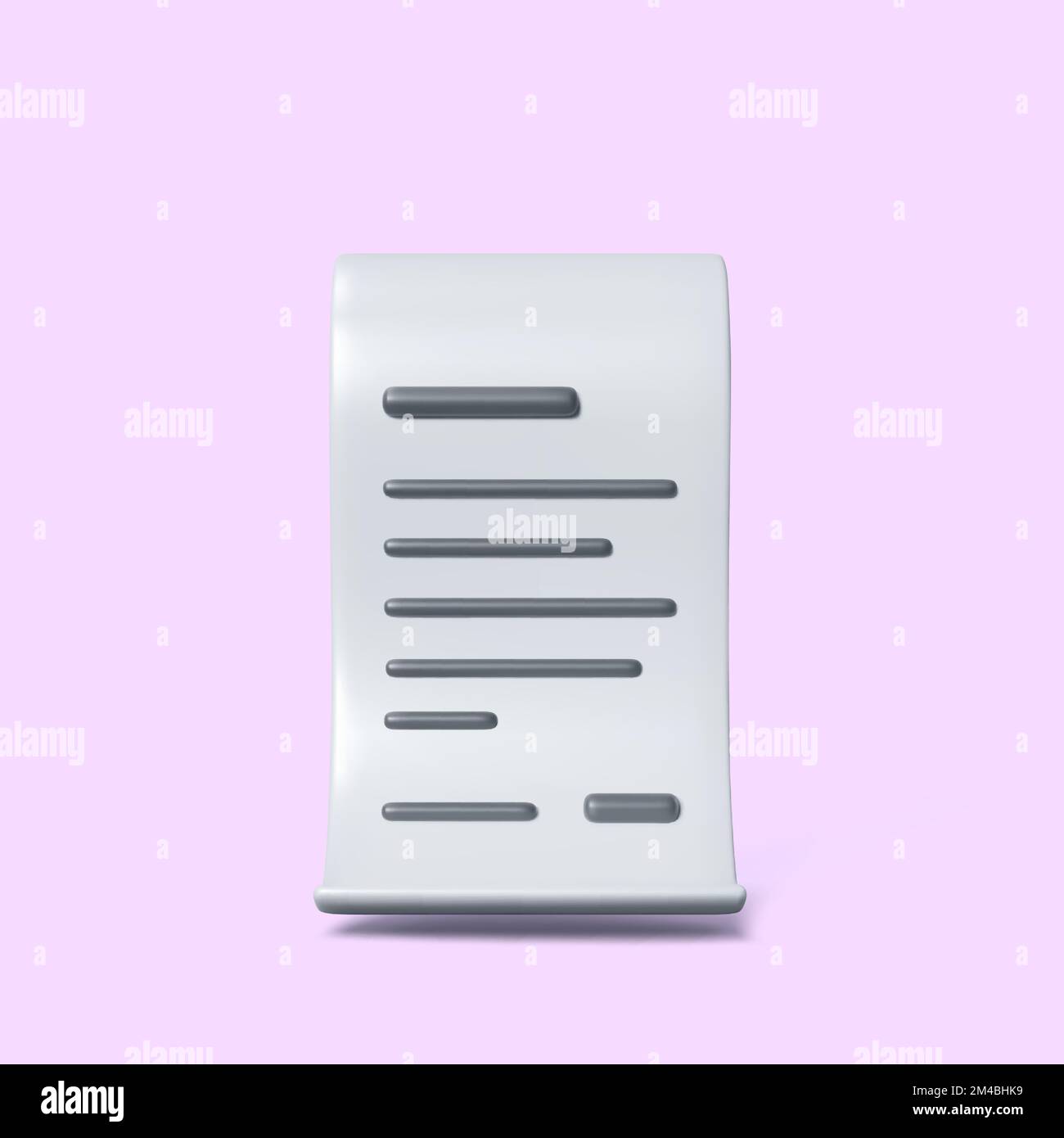 3D receipt in cartoon style. Bill icon front view. Paper check template ...