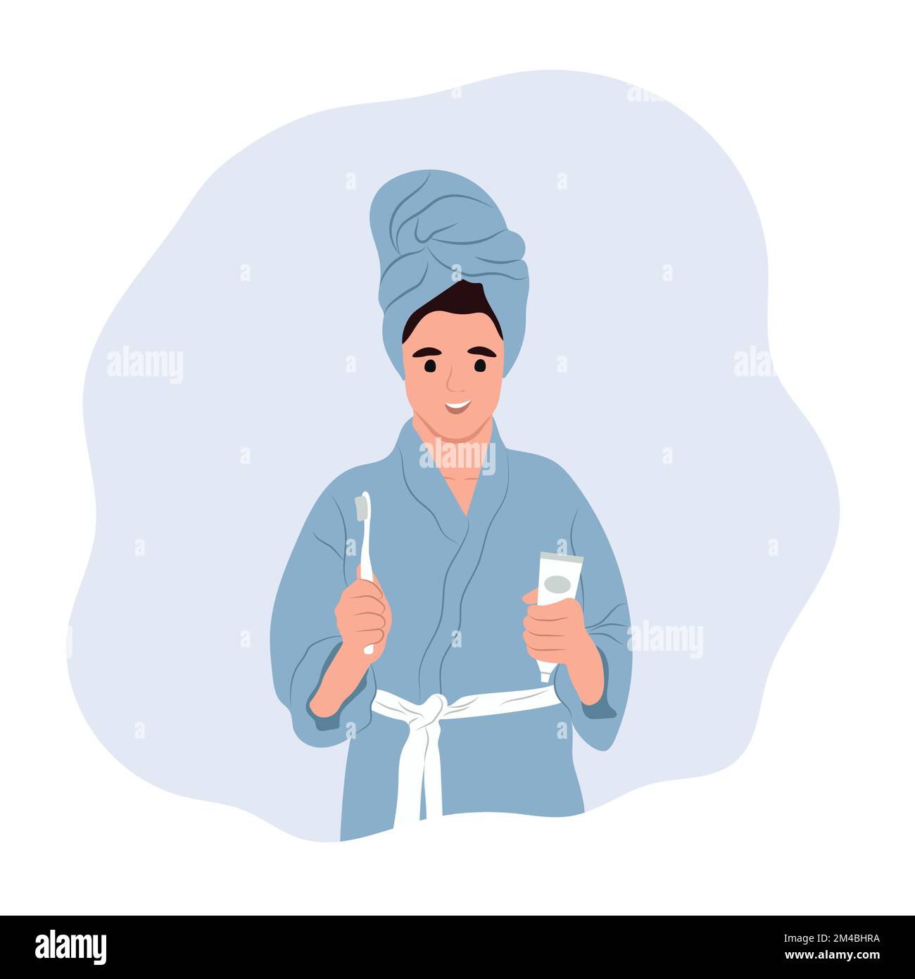 A child is holding a toothbrush and toothpaste. The girl takes care of ...