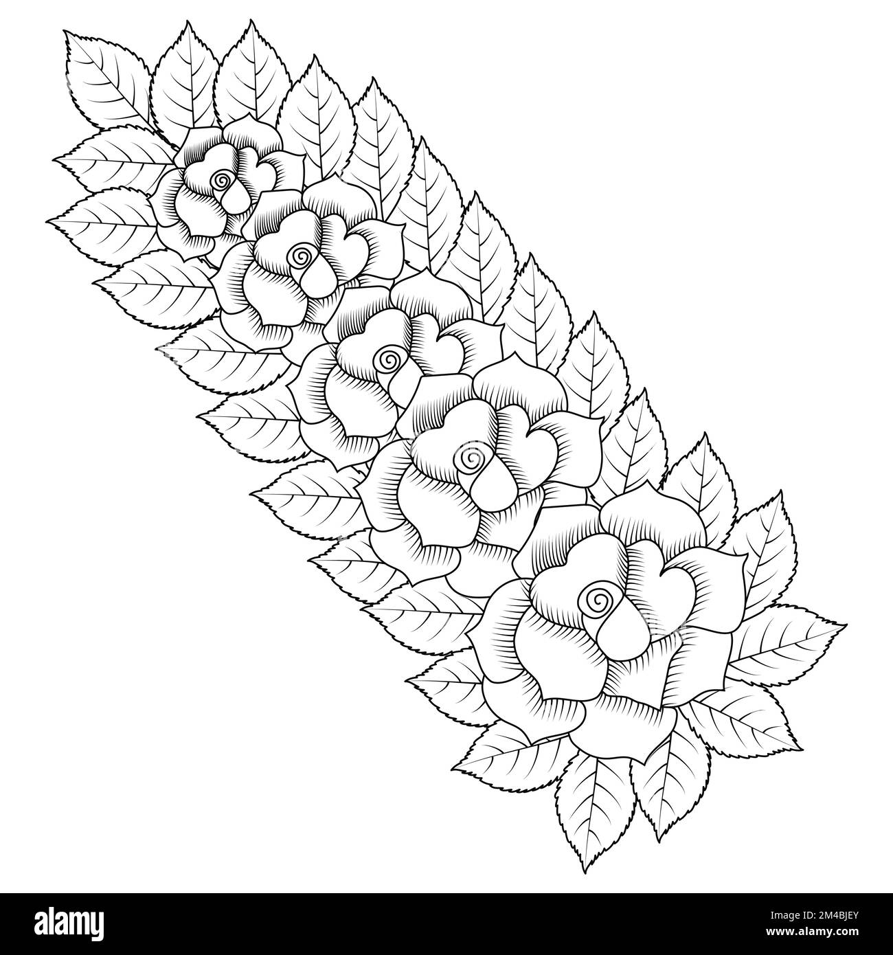 beautiful flowers coloring page with pencil sketch drawing detailed in ...