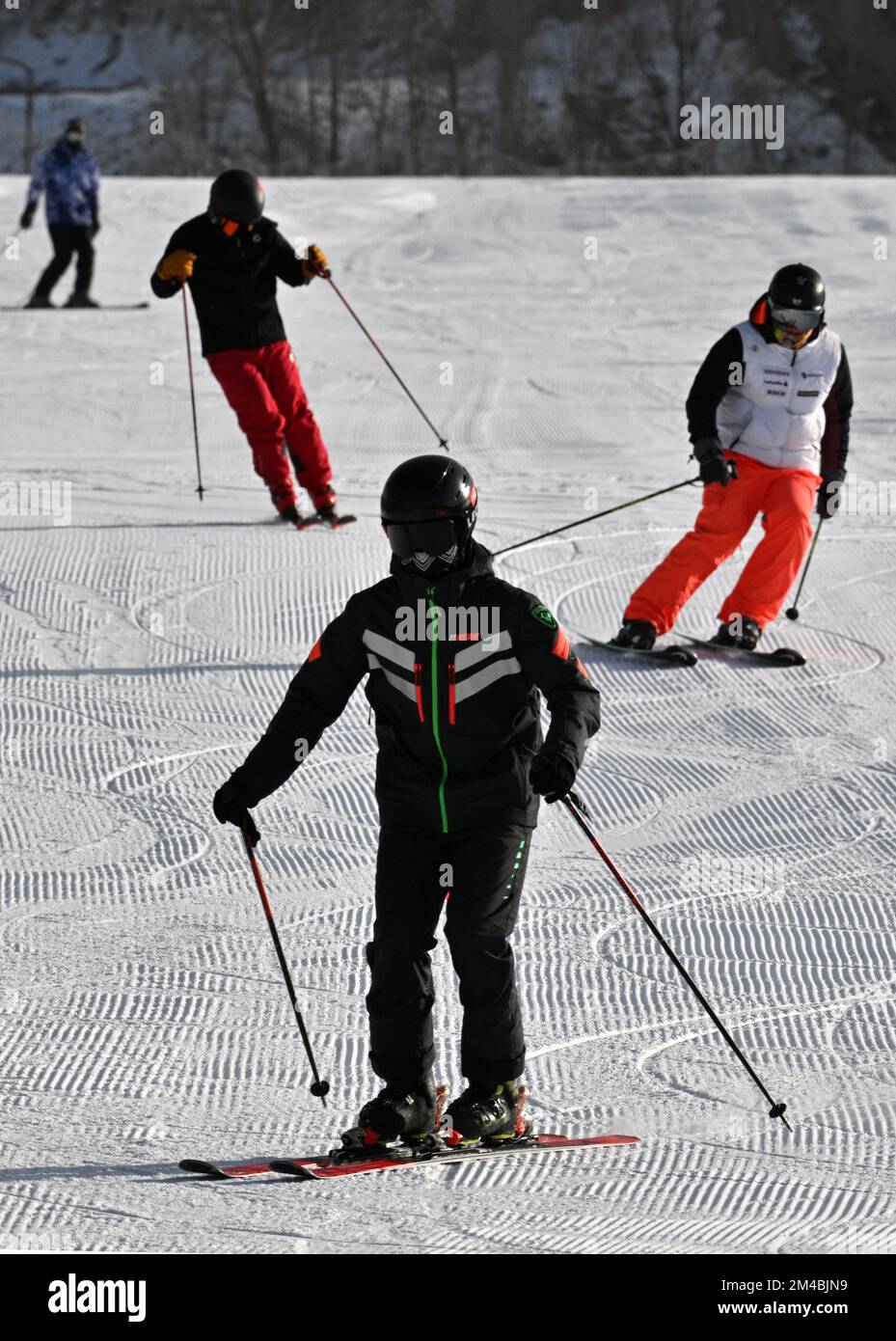 Tourists enjoyed winter sports at the Longzhishan Donggui Ski Resort in ...
