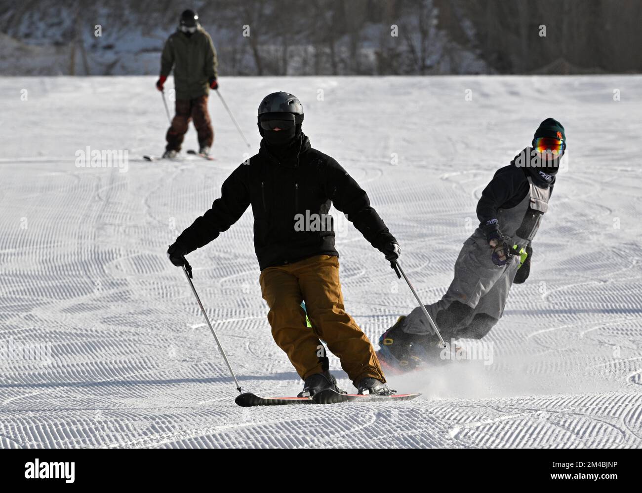 Tourists enjoyed winter sports at the Longzhishan Donggui Ski Resort in ...