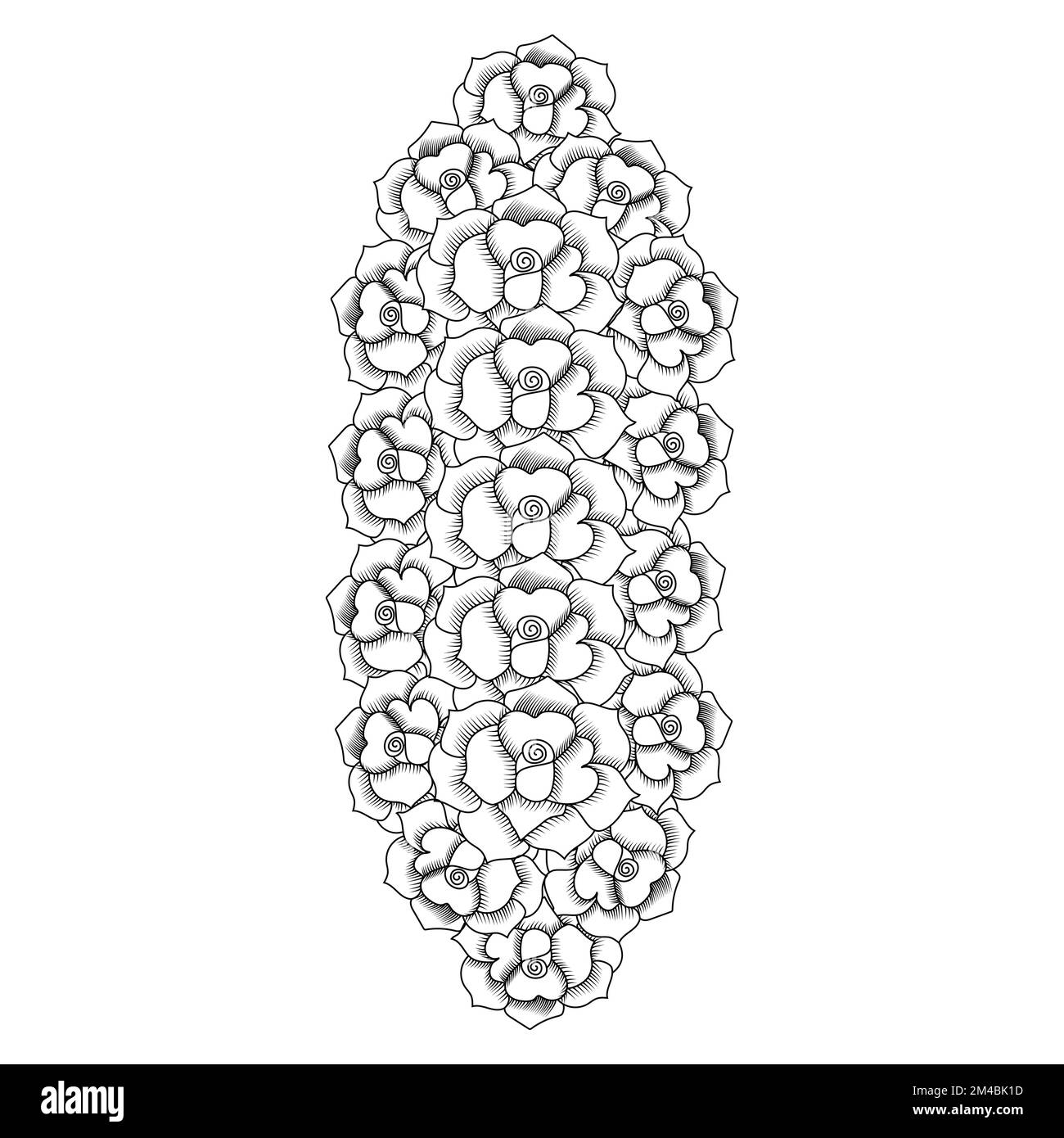 beautiful flowers coloring page with pencil sketch drawing detailed in ...