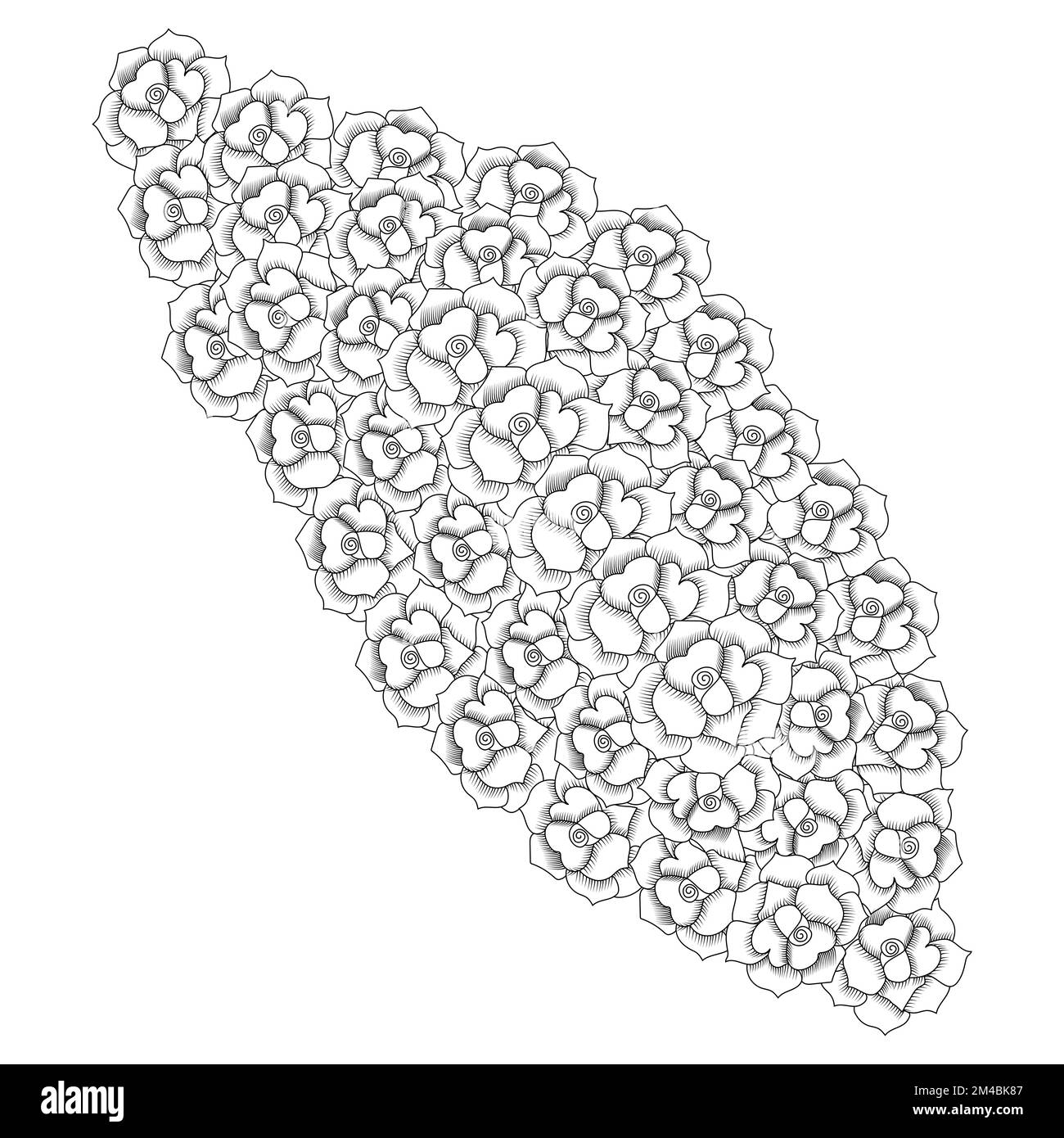 beautiful flowers coloring page with pencil sketch drawing detailed in ...