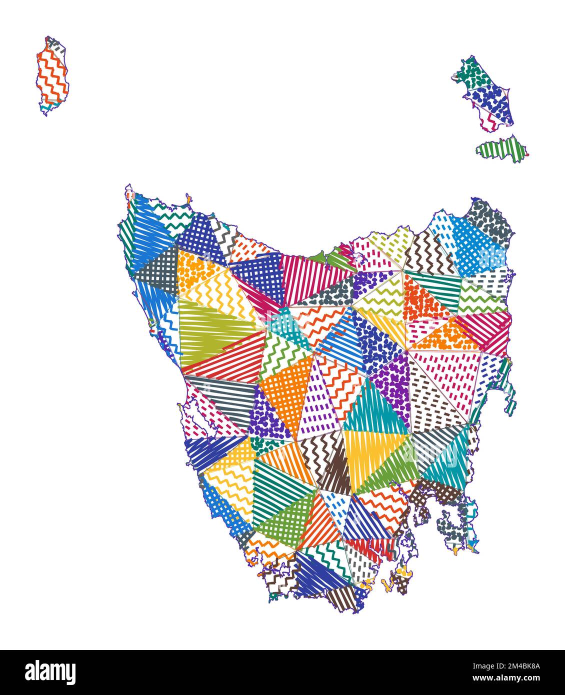 Kid style map of Tasmania. Hand drawn polygons in the shape of Tasmania ...