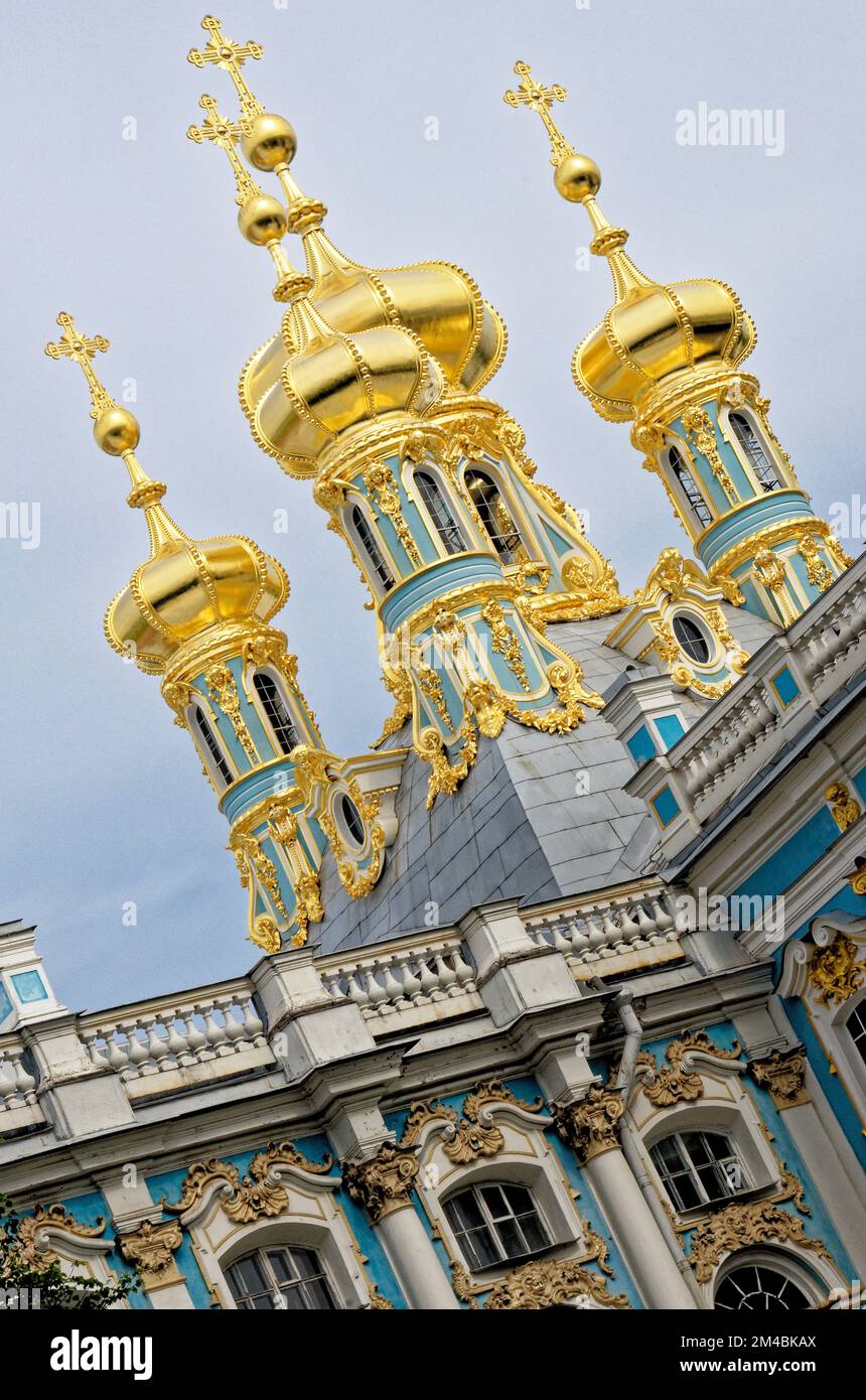 The golden spires of the Church Of The Resurrection in Catherine's ...