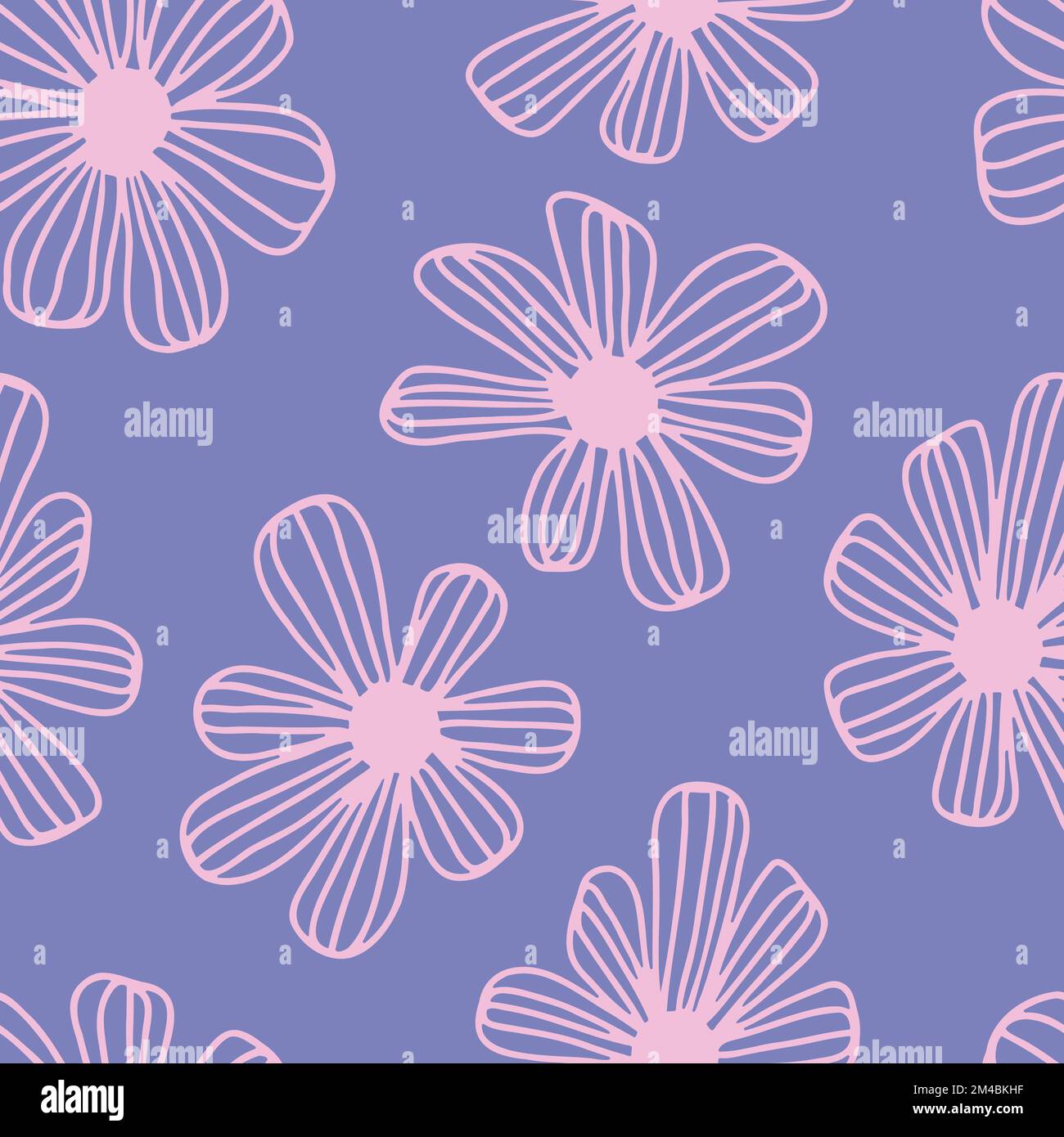 Abstract hand drawn doodle daisy flowers pattern. Simple minimalistic ...