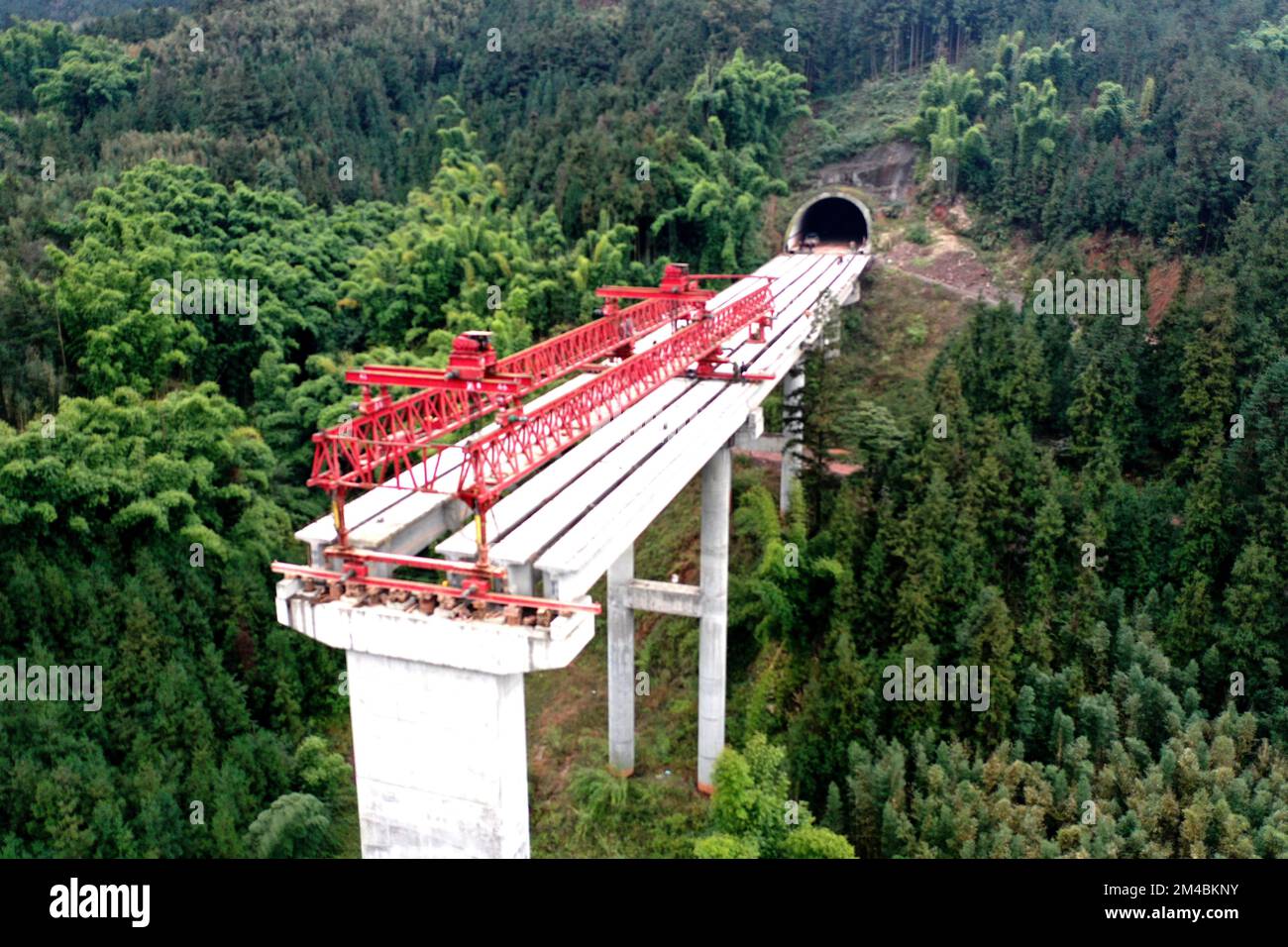 Aerial photo shows the construction site of the Houdixia Grand Bridge ...