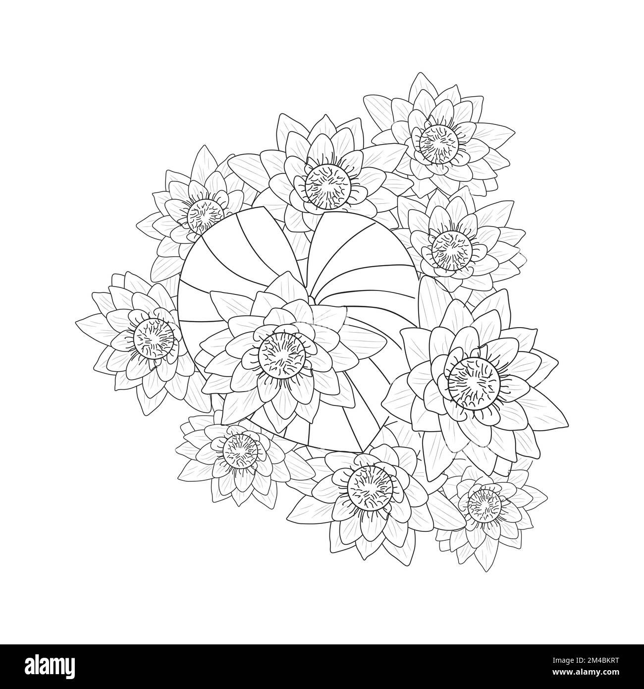 water lily flower coloring page of simplicity artistic drawn with ...