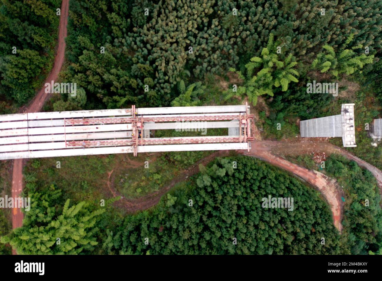 Aerial photo shows the construction site of the Houdixia Grand Bridge ...