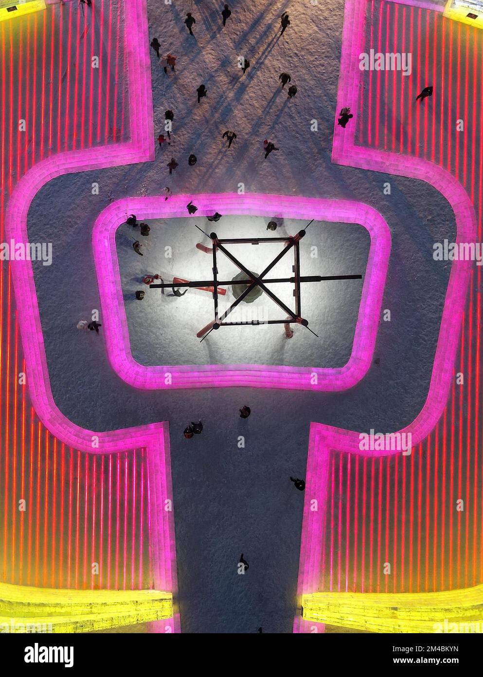 Aerial photo shows the Harbin Ice-Snow World on trial run in Harbin ...