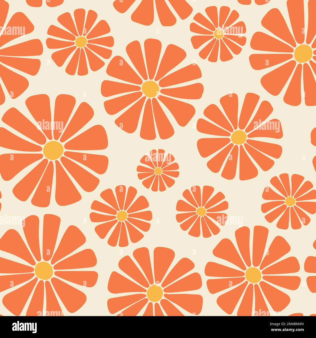 Daisy flower groovy retro seamless pattern. Y2k aesthetic vintage ...
