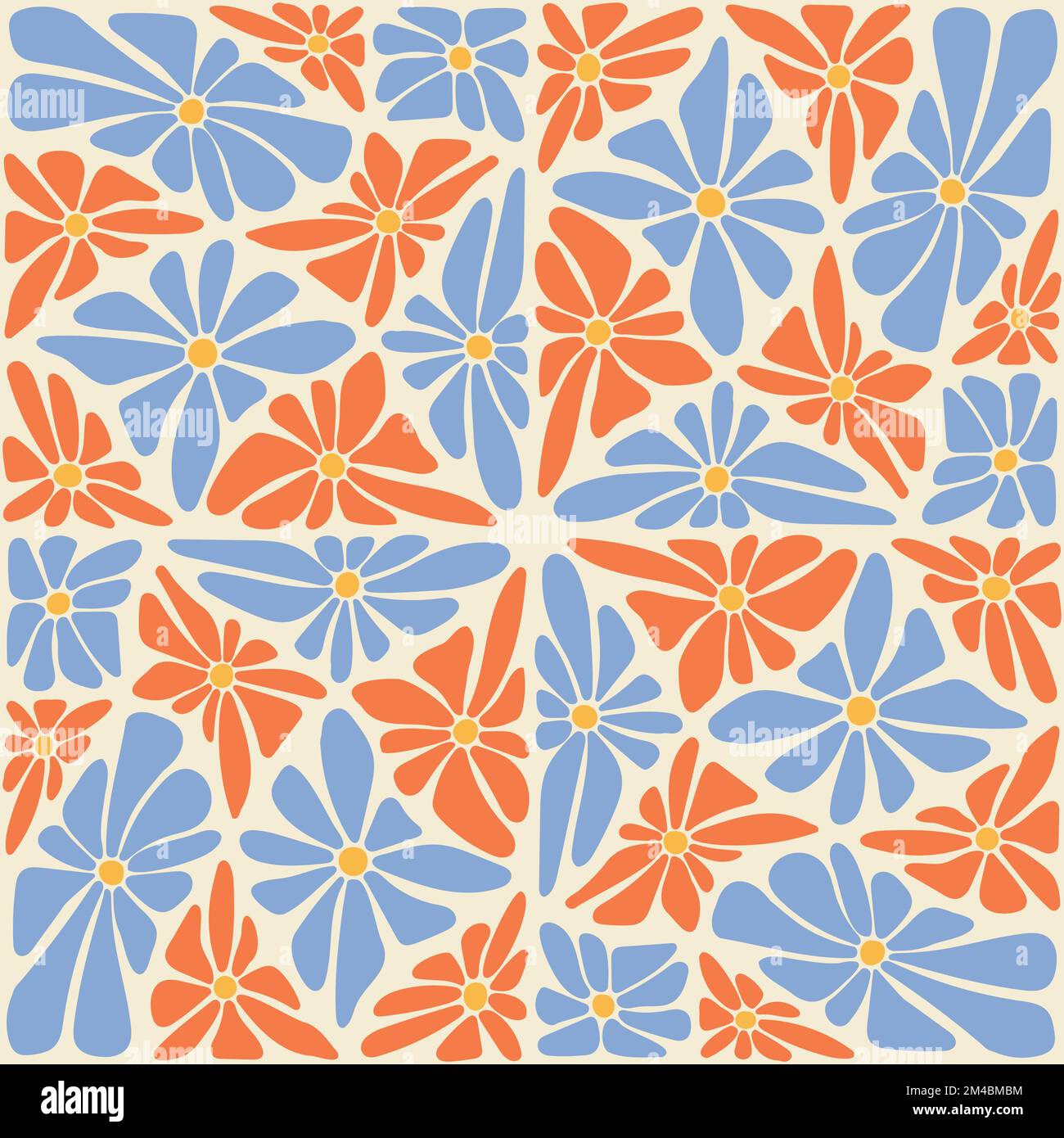 Groovy trippy daisy tiles seamless pattern. Abstract kaleidoscopic hand ...