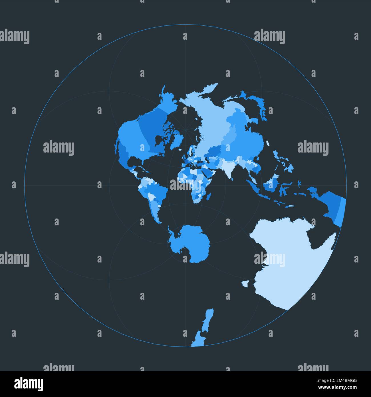 World Map. Stereographic. Futuristic world illustration for your ...