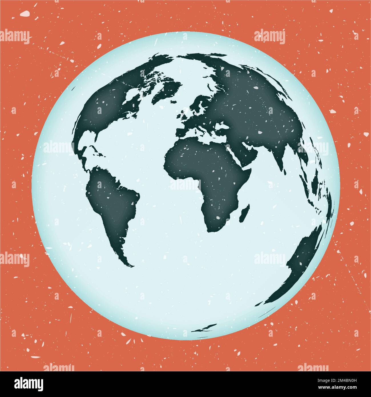 World Map Poster. Lambert azimuthal equal-area projection. Vintage ...