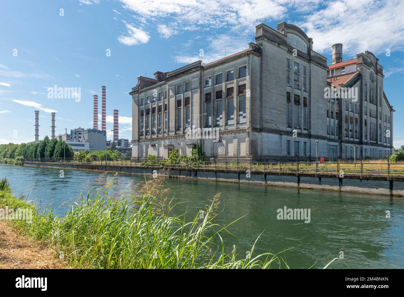 thermoelectric station and naviglio grande, turbigo, italy Stock Photo ...