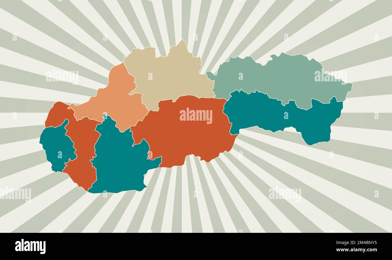 Slovakia map. Poster with map of the country in retro color palette ...