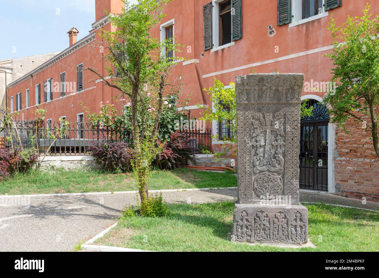 convent and an armenian cross, san lazzaro degli armeni, italy Stock ...